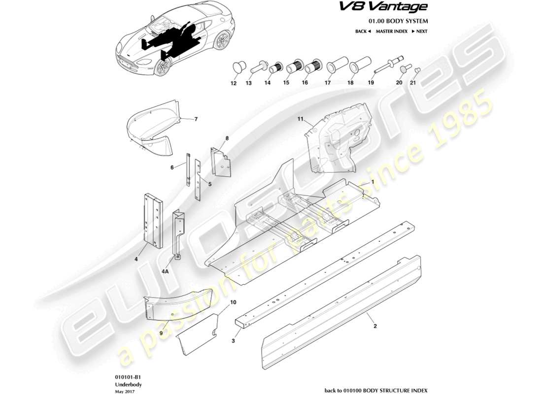 Aston Martin V8 Vantage (2018) Part Diagrams | Eurospares