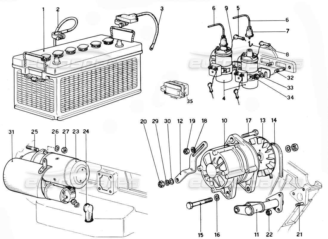 365 GTC4 (Mechanical) Alternator & Starter motor Parts (043)