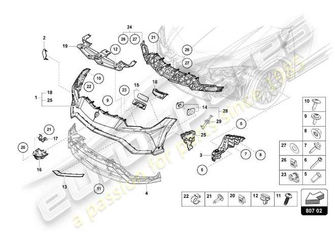 Urus (2019) BUMPER, COMPLETE FRONT Parts Diagram (807.02.00)