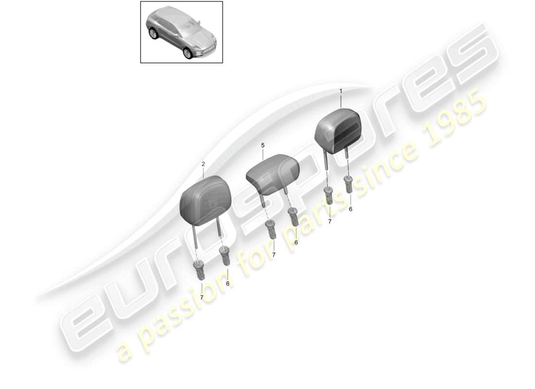 Porsche 2021 (Macan) HEAD RESTRAINT Parts Diagram (818-200)