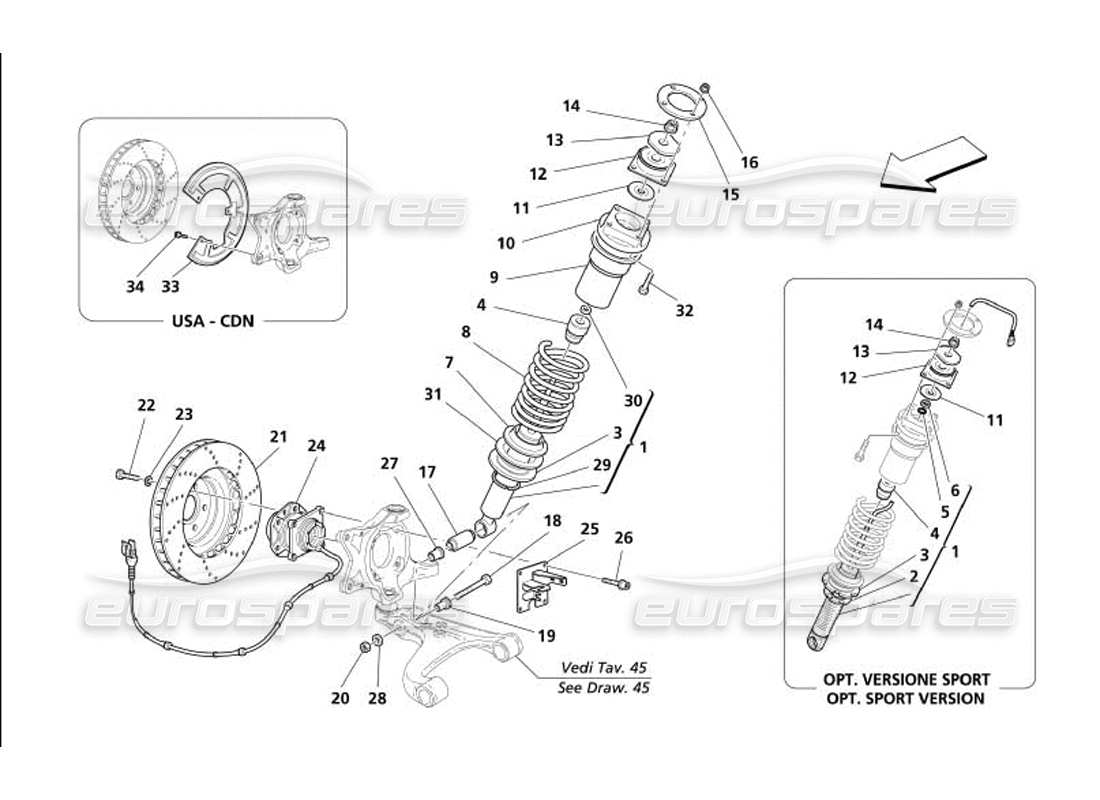 4200 Spyder (2005) Front Suspension - Shock Absorber and Brake Disc (044)