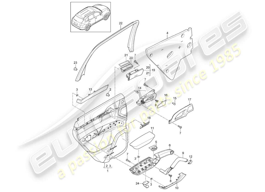2013 (Cayenne E2 92A) door panel rear with: Damping (807-015)