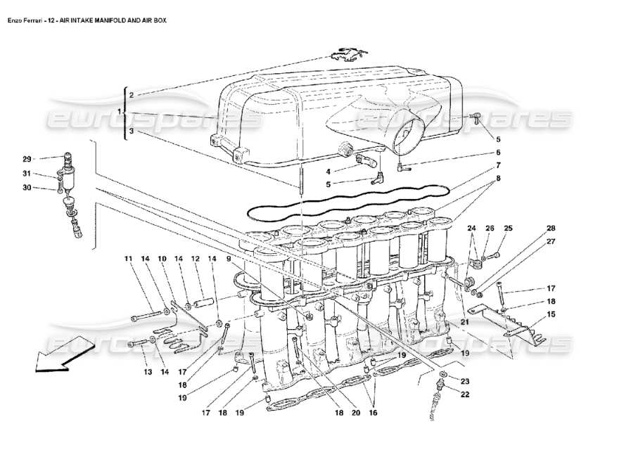 Enzo Air Intake Manifold and Air Box Parts Diagram (012)