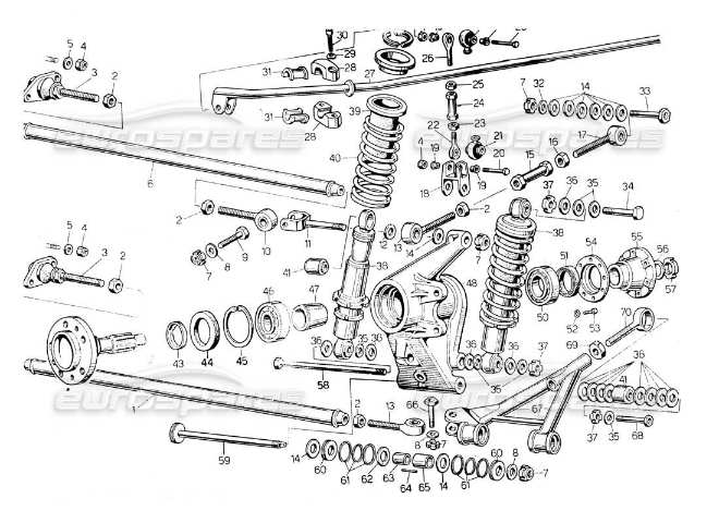 Countach LP400 Rear Suspension Parts Diagram (025)
