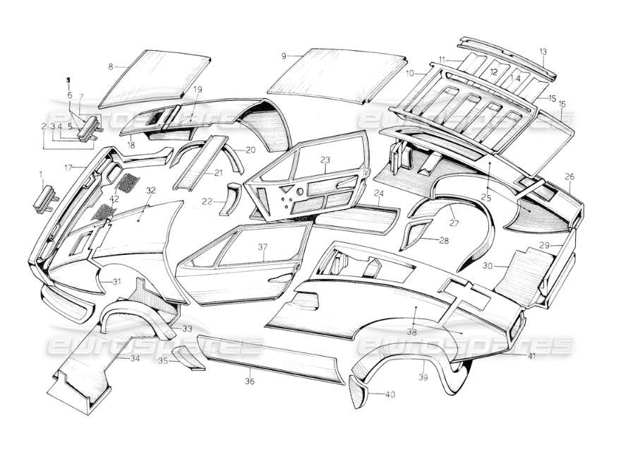 Countach 5000 QV (1985) Outer Coverings Parts Diagram (044)
