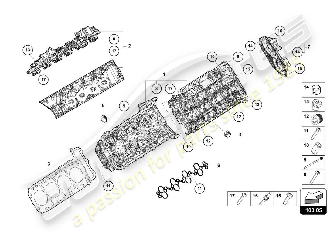 Lamborghini Urus (2021) engine Parts Diagram (100.01.00)