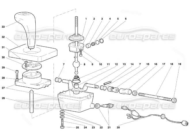 Diablo VT (1994) Gearbox Control Tower Parts Diagram (031)