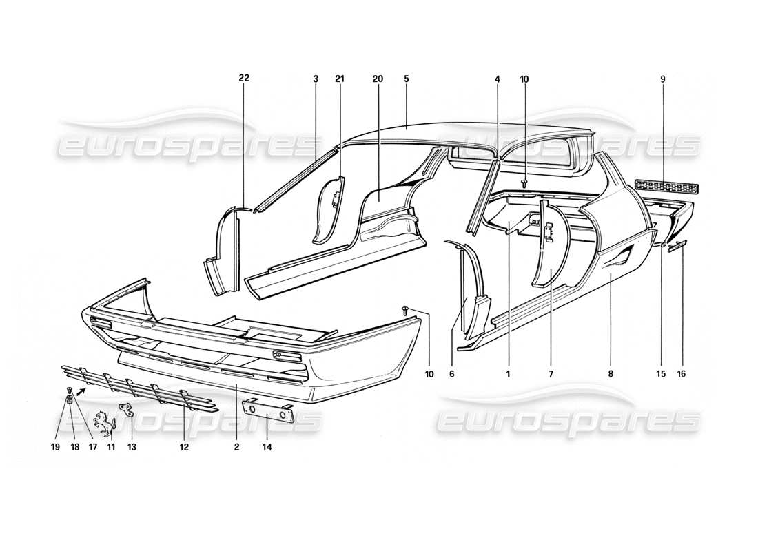 512 BBi Body Shell - Outer Elements Parts Diagram (101)