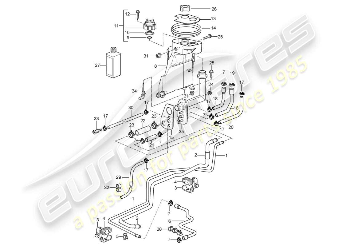Boxster 986 (2001) water cooling Parts Diagram (105-020)