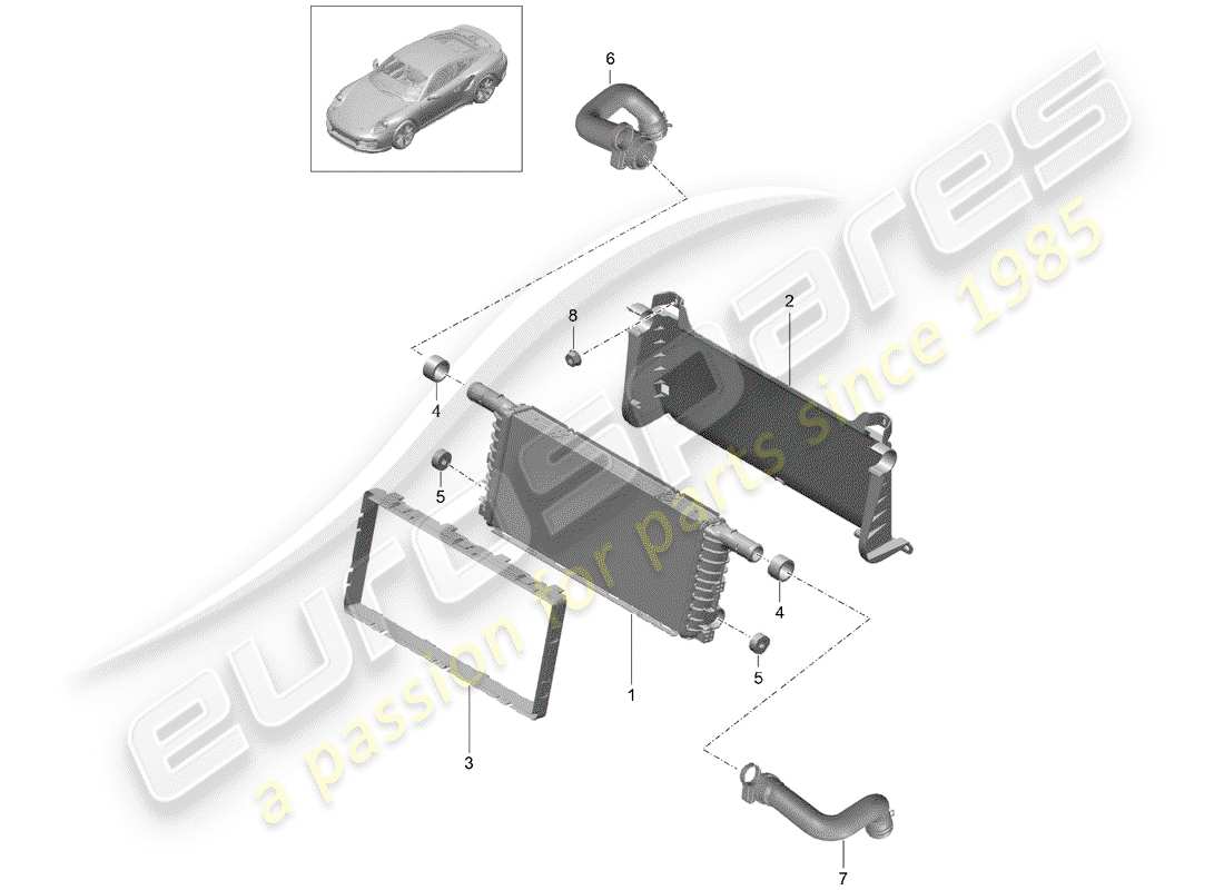 Porsche 991 T/GT2RS RADIATOR Parts Diagram (105-020)